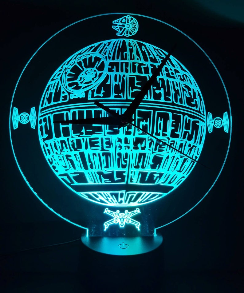 Freestanding LED Illuminated Death Star Functional Clock and Nightlight ...