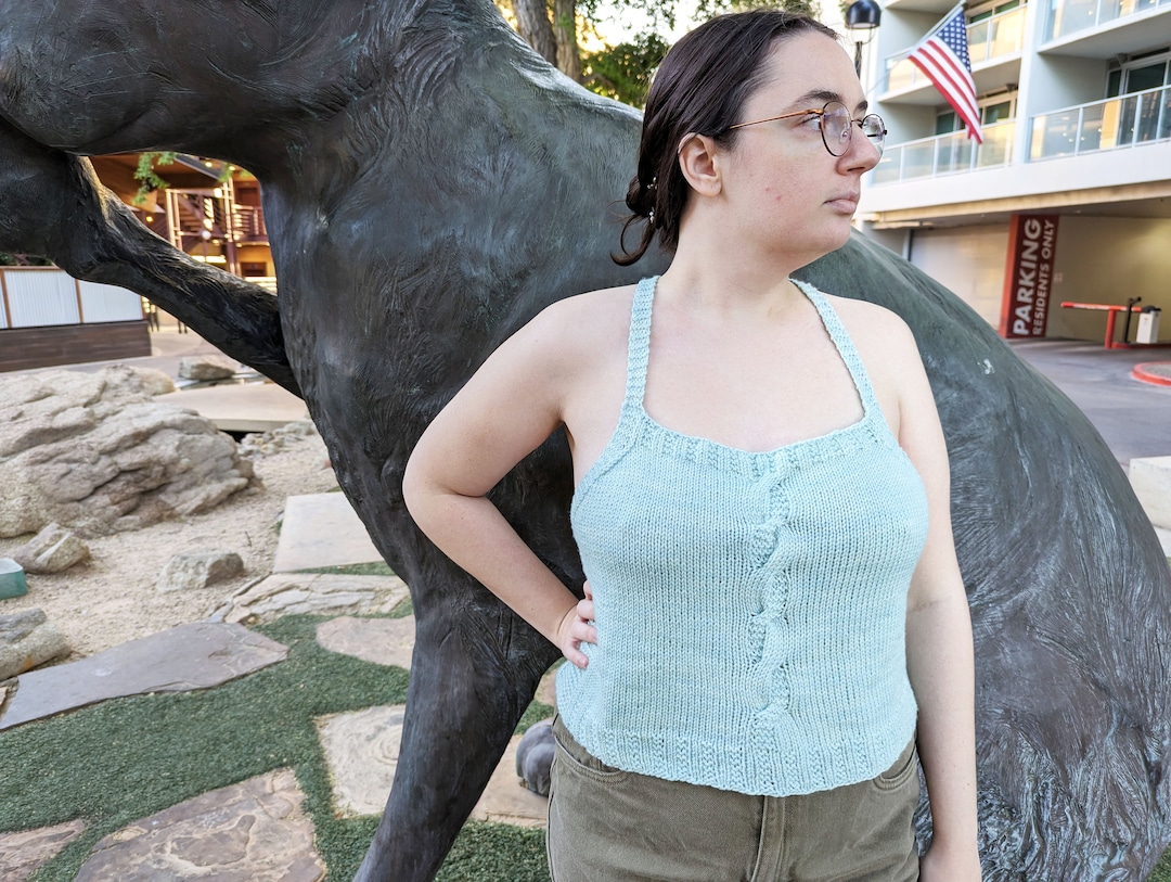 Knitting Pattern: Shadesmar Crop Top, Knit Tank Top, Sleeveless Top ...