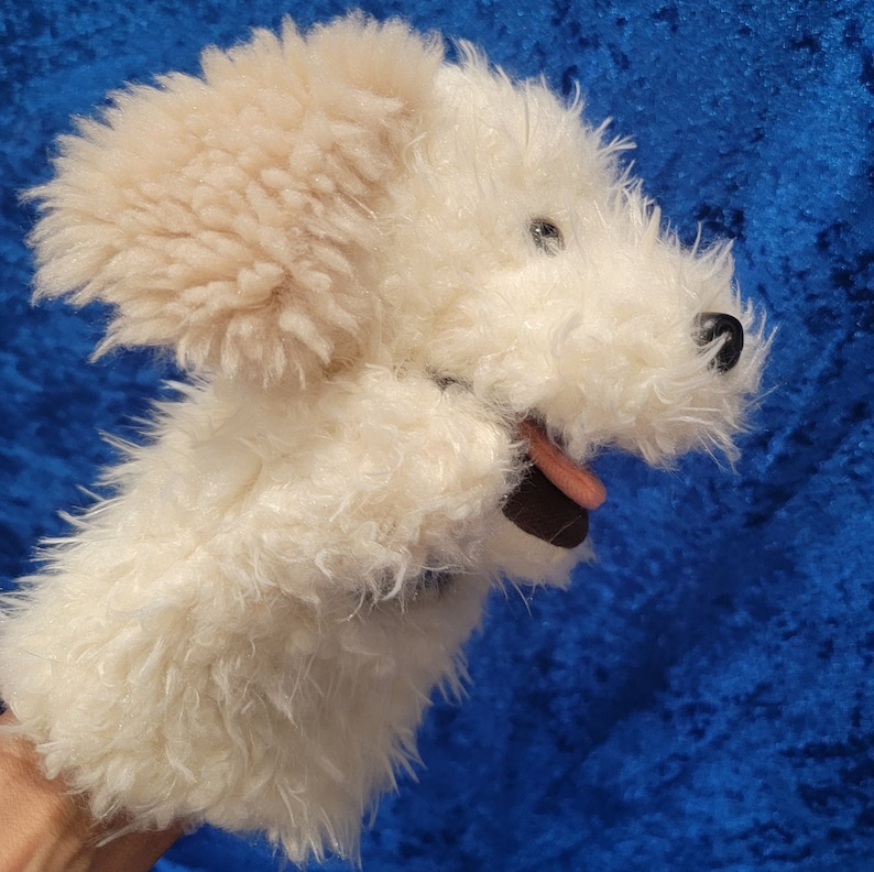 Dog Hand Puppet White Cute Dog Puppet Soft Furry Dog Puppet for Book ...