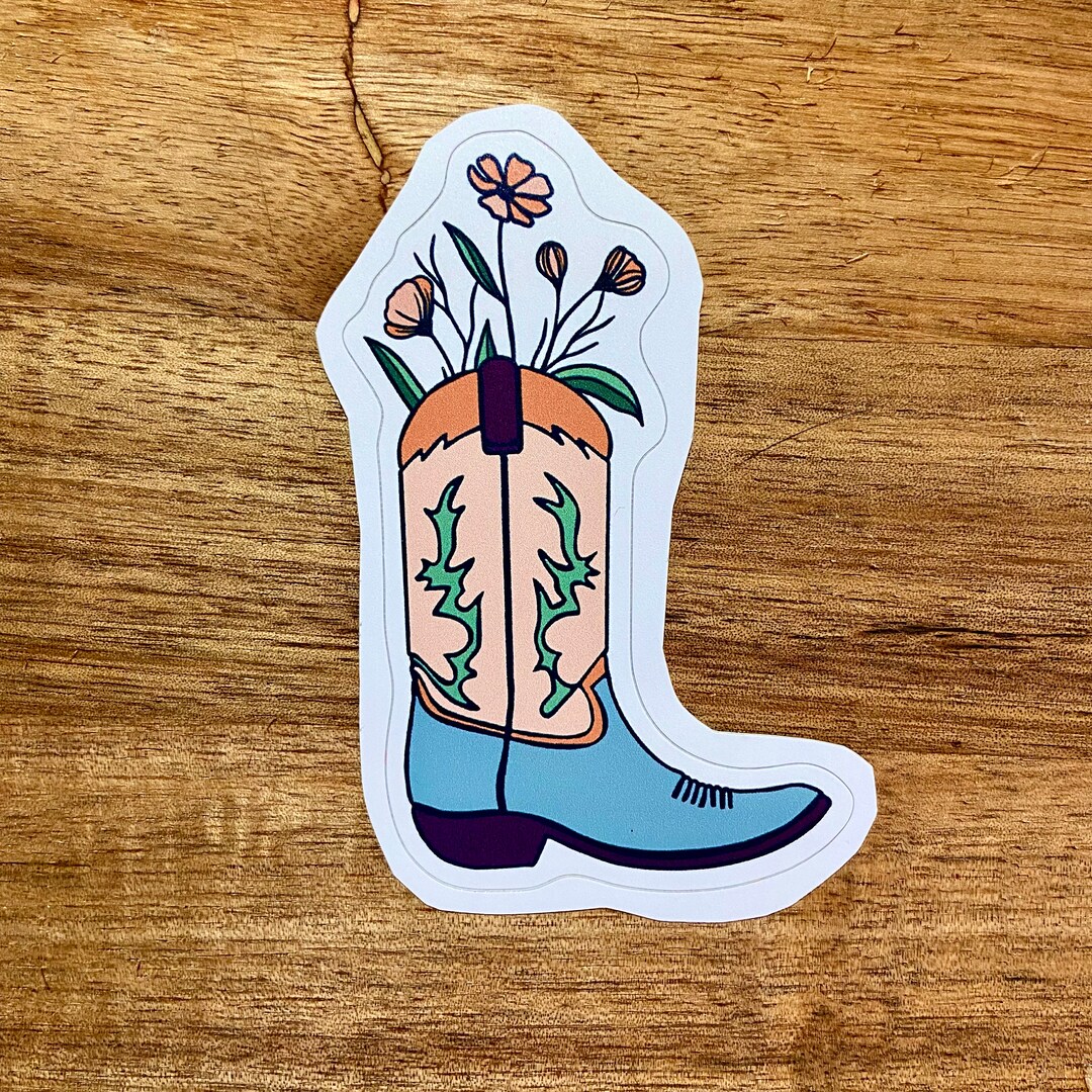 Floral Boot Sticker - Etsy