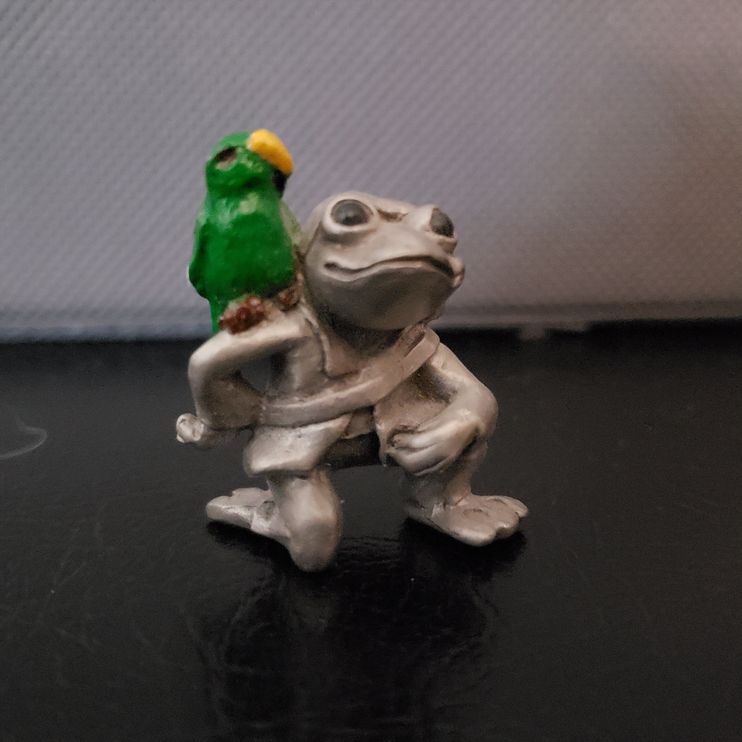 Pewter frog pirate with painted parrot | Etsy