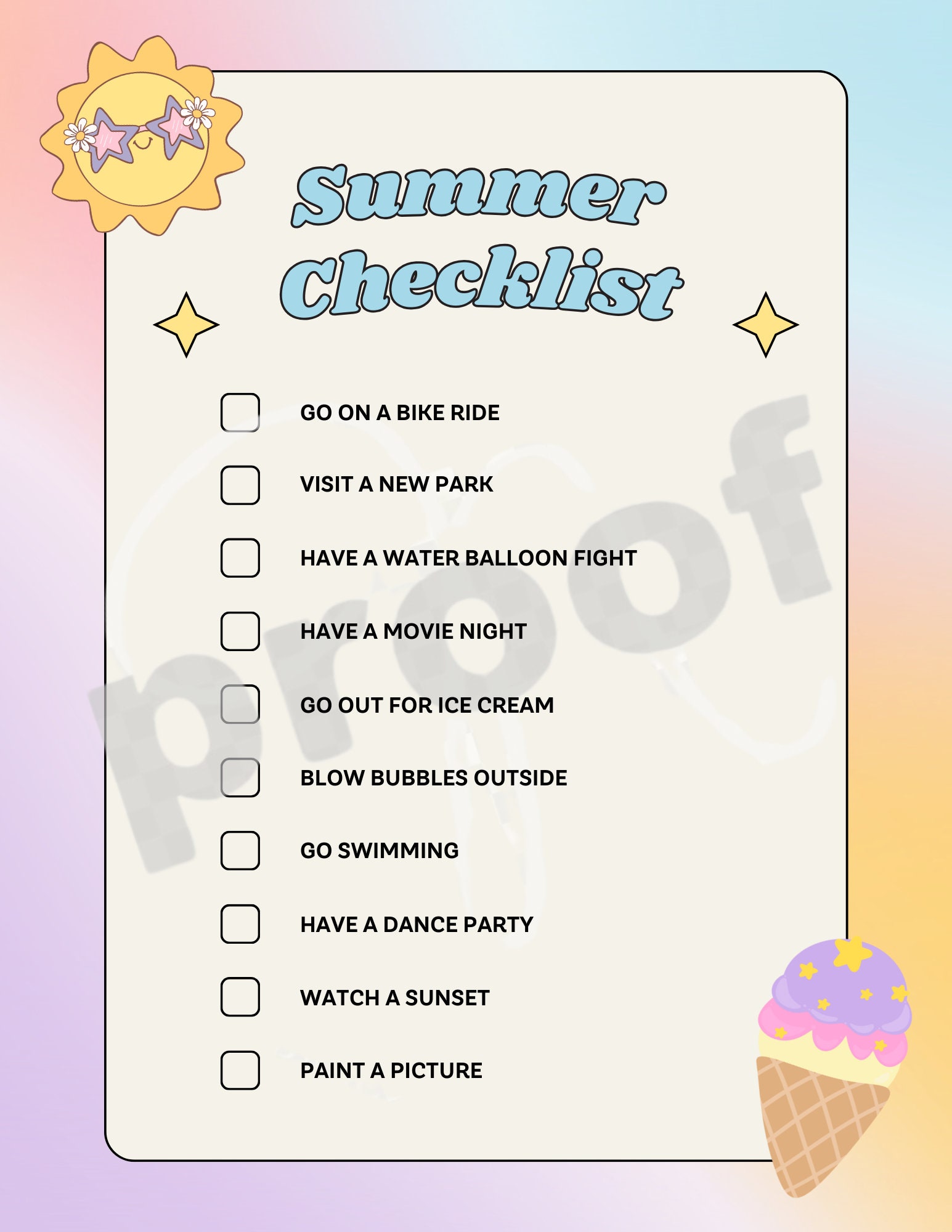 Digital Download Summer Checklist Summer Bucket List Printable Summer ...