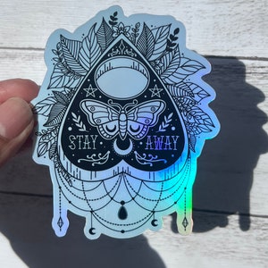 Holographic Planchette Sticker Stay Away Sticker Ouija - Etsy