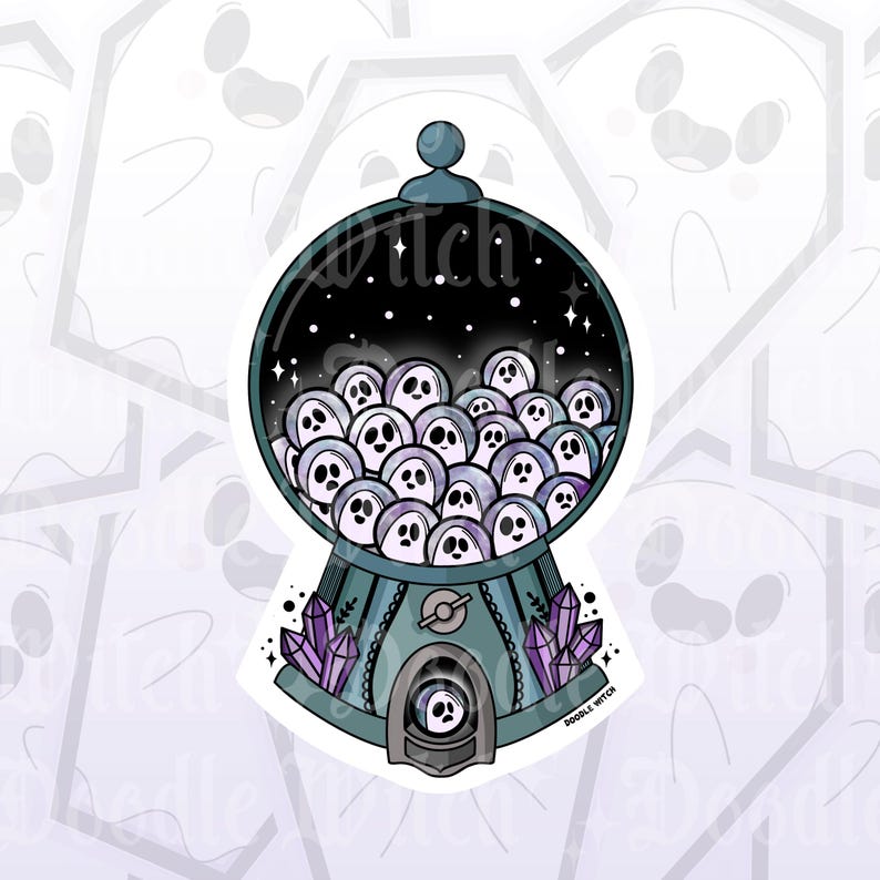 Spooky Ghost Gumball Machine Sticker, Goth Crystal Witch Decor - Etsy