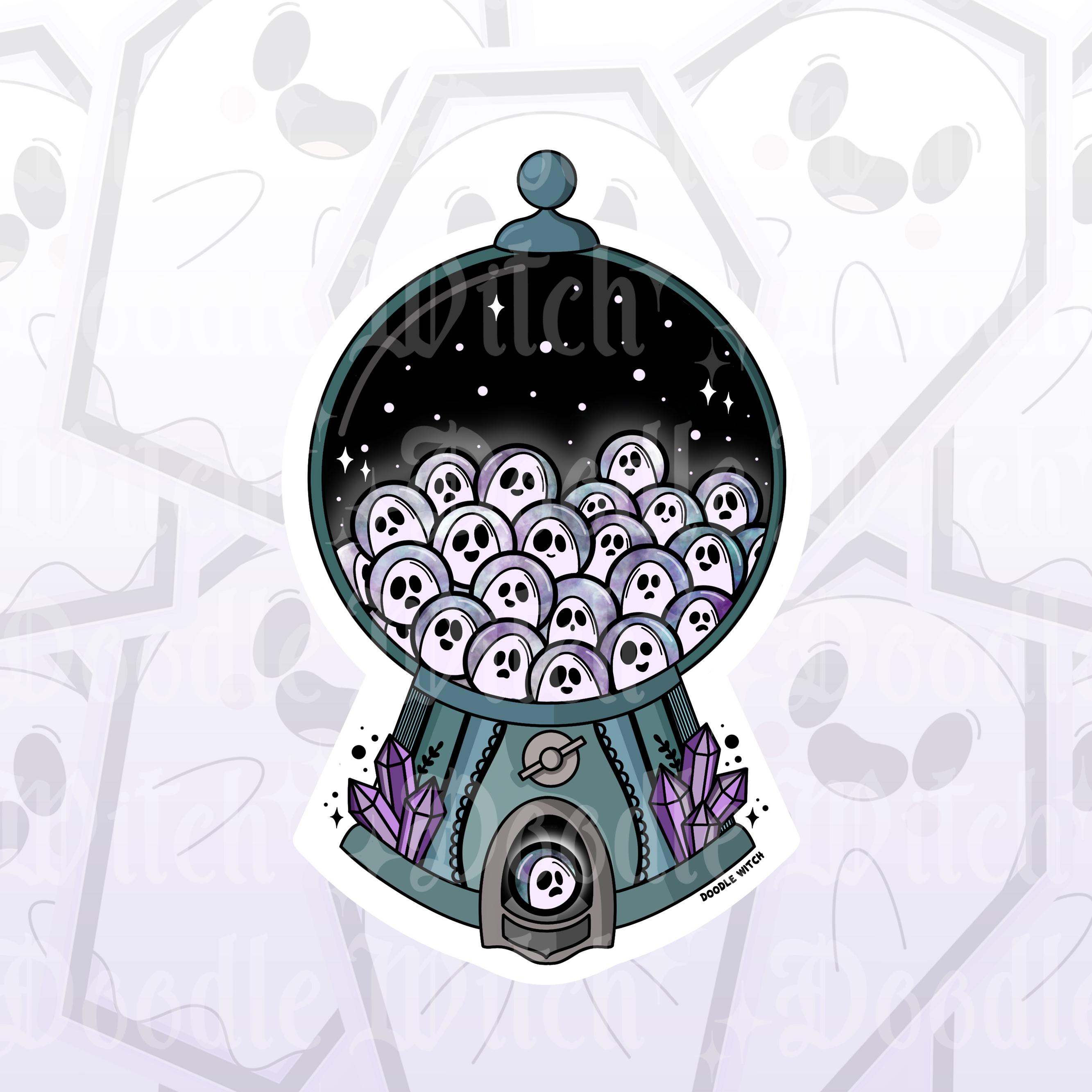 Spooky Ghost Gumball Machine Sticker, Goth Crystal Witch Decor - Etsy