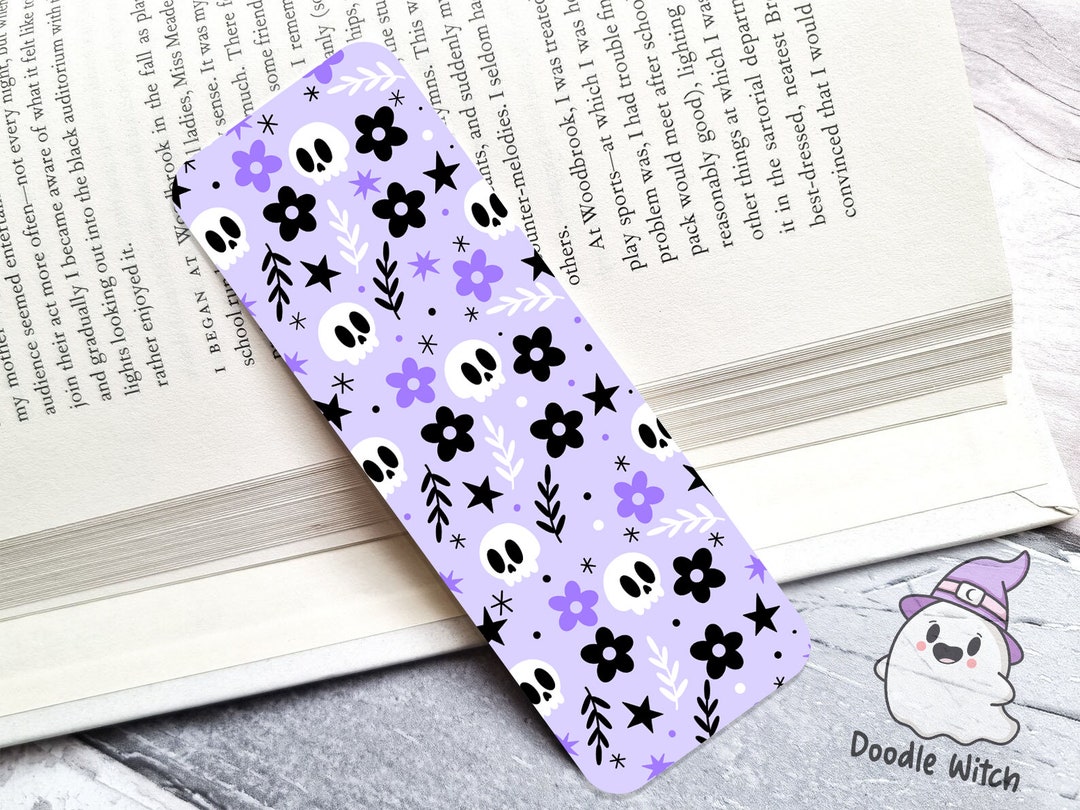 Purple Skull Flower Bookmark, Pastel Goth Bookmark, Book Lover Gift ...