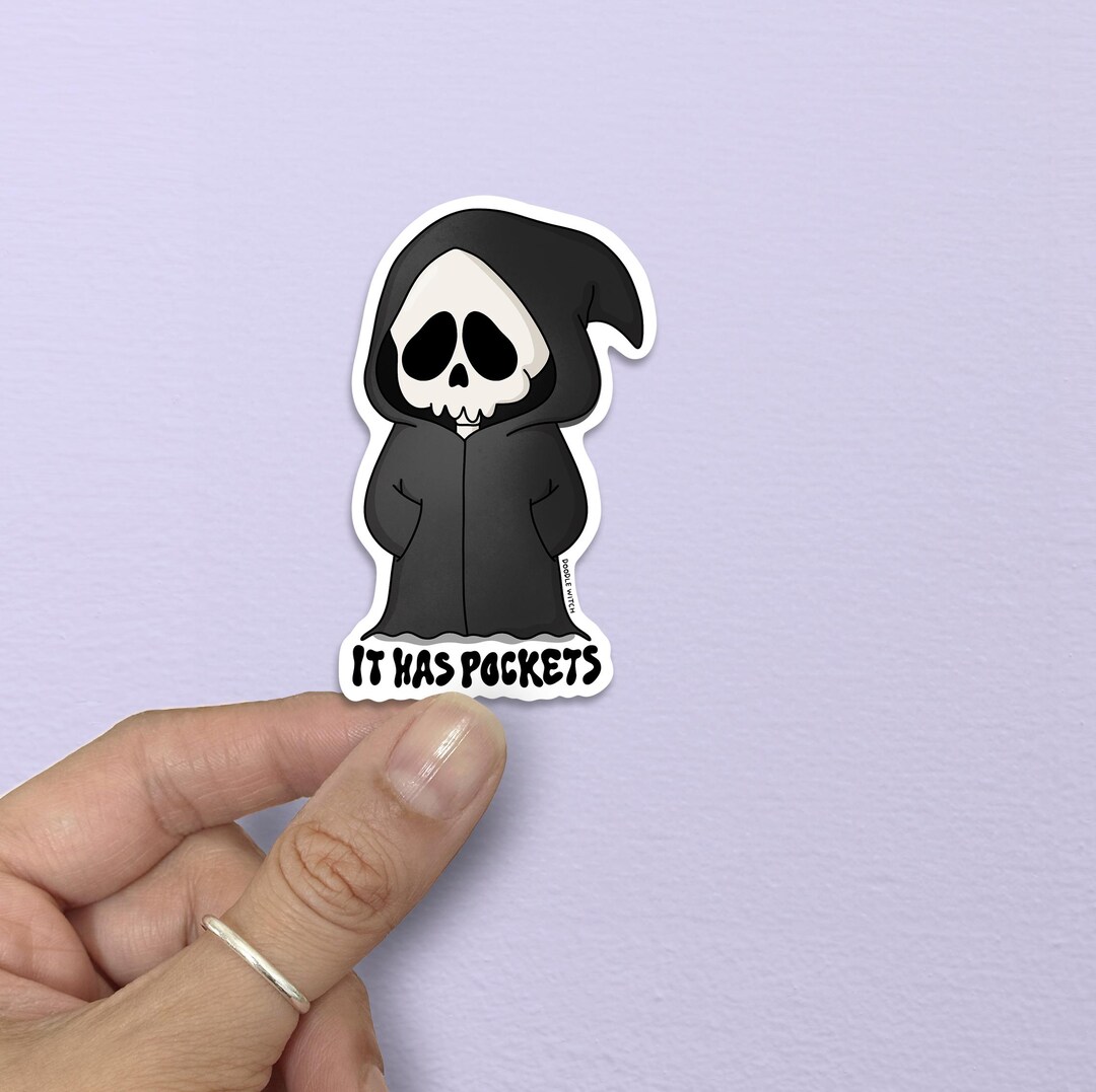 It Has Pockets Grim Reaper Sticker, Grim Reaper Sticker, Spooky Reaper ...