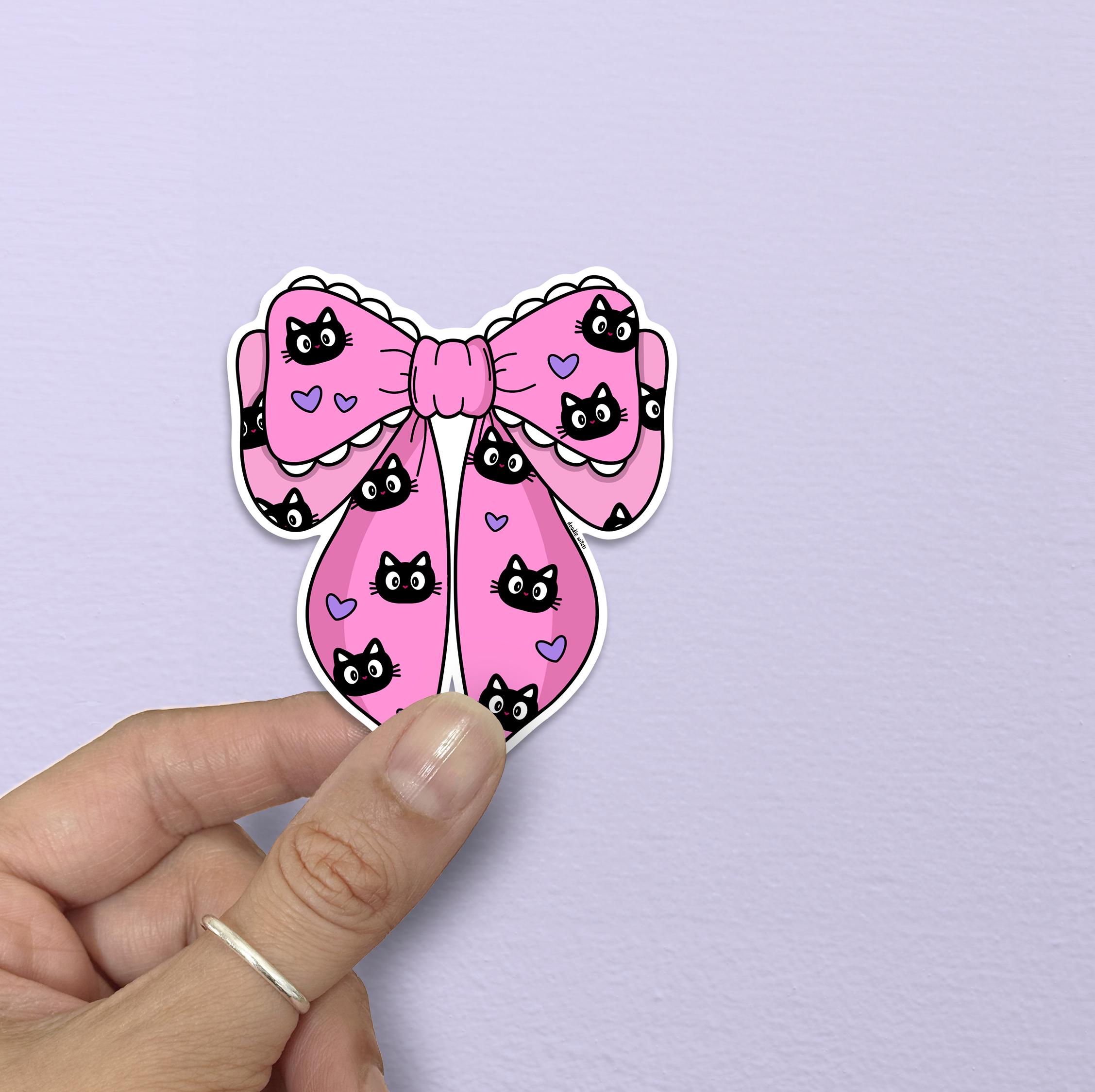 Cat Bow Sticker, Cute Goth Bow, Pink Bow Sticker, Goth Coquette Sticker ...