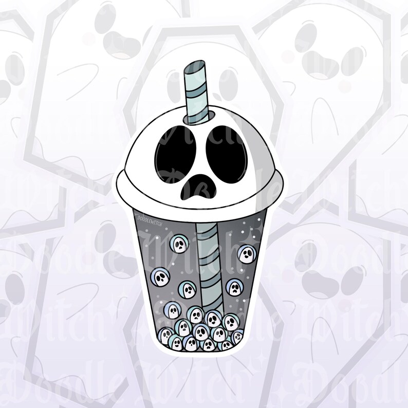 Spooky Ghost Boba Tea Sticker - Etsy