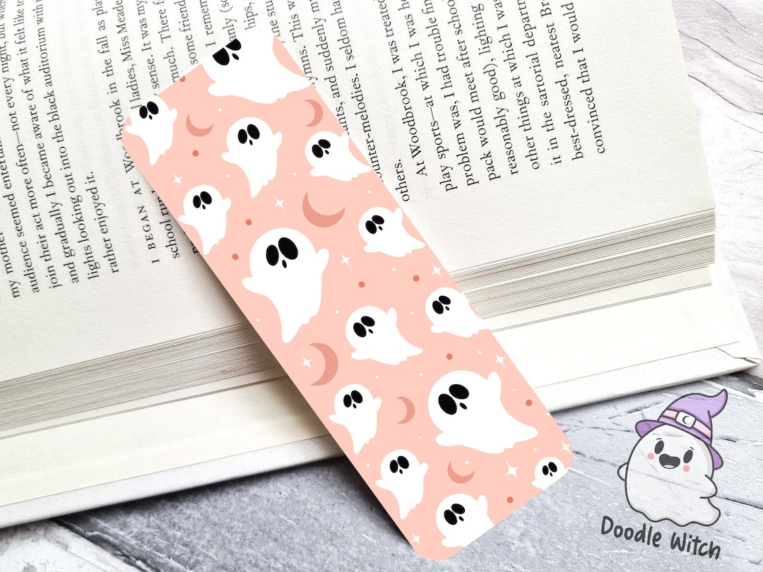 Ghost Moon Bookmark, Spooky Cute Bookmark, Cute Ghost Bookmark, Ghost ...