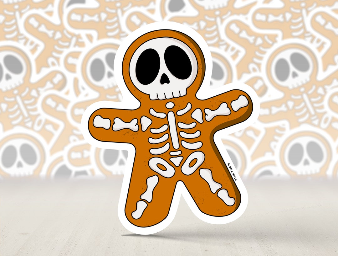 Skeleton Gingerbread Man Sticker, Skeleton Sticker, Creepmas Sticker ...