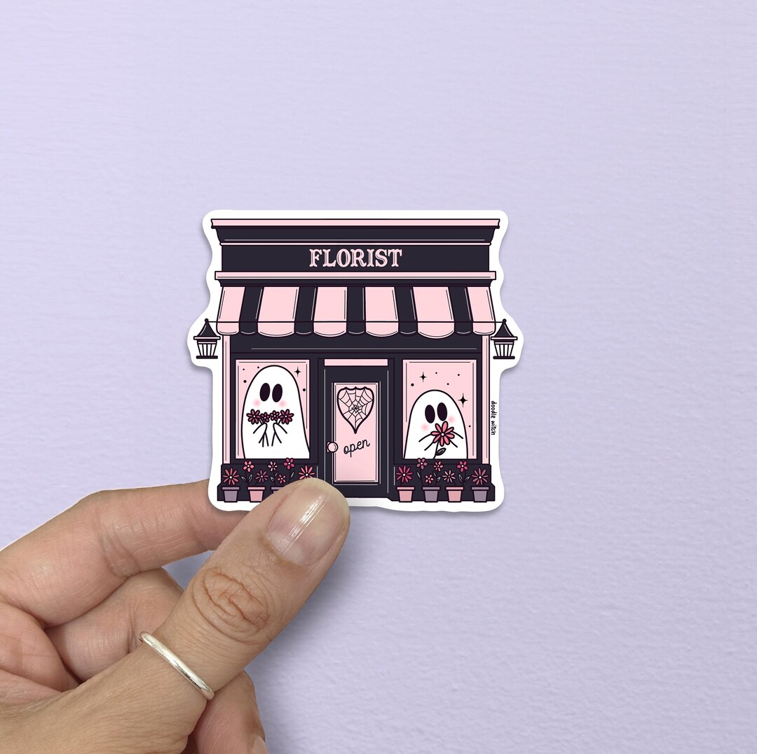 Ghost Florist Sticker, Florist Sticker, Plant Shop, Ghost With Plants ...