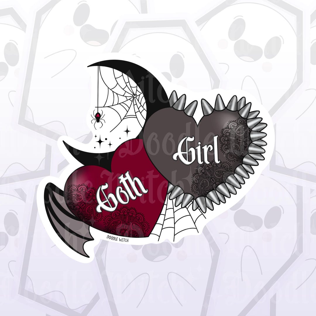 Goth Girl Sticker, Goth Girl Stickers, Halloween Stickers, Goth Girl ...