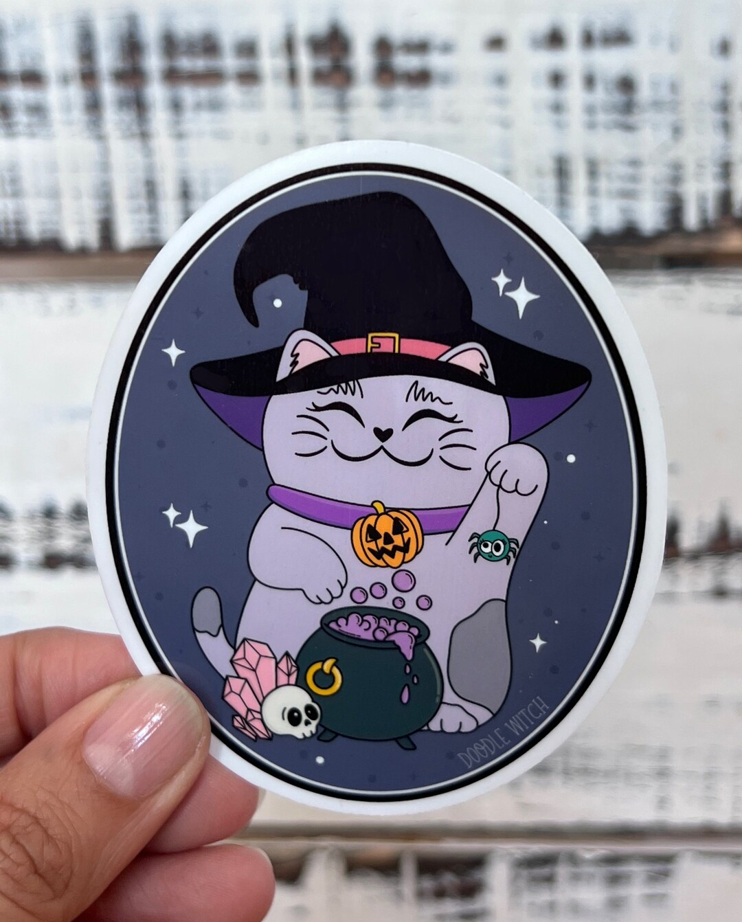 Witchy Cat Sticker Halloween Cat Sticker Cat Lover Sticker - Etsy