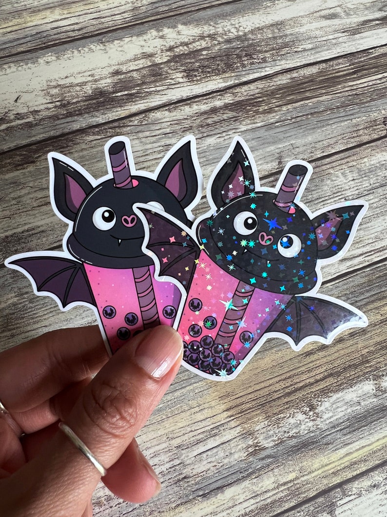 Spooky Boba Tea Sticker Bat Sticker Goth Sticker Drink - Etsy
