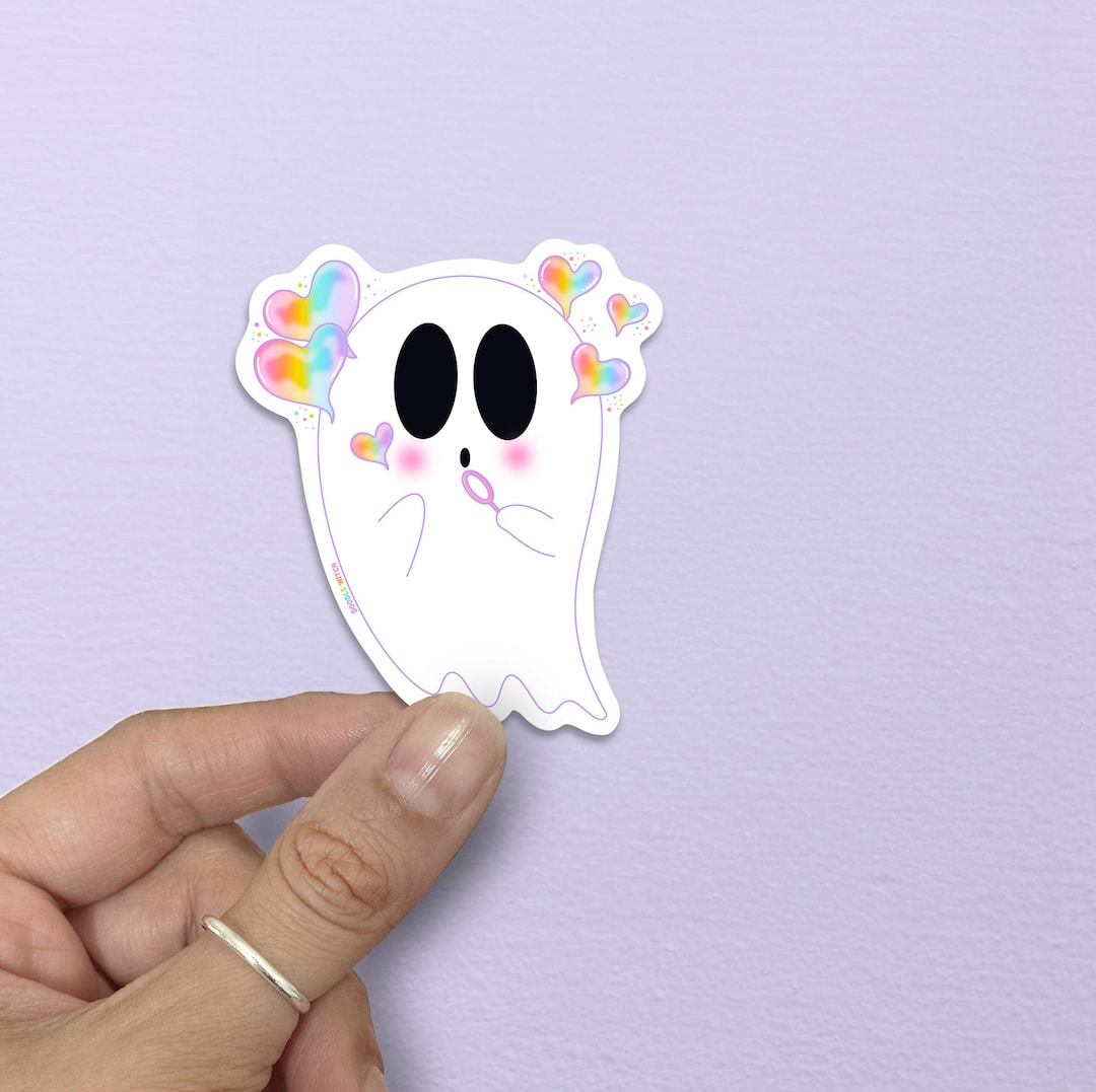Pastel Ghost Sticker, Blowing Bubbles - Etsy