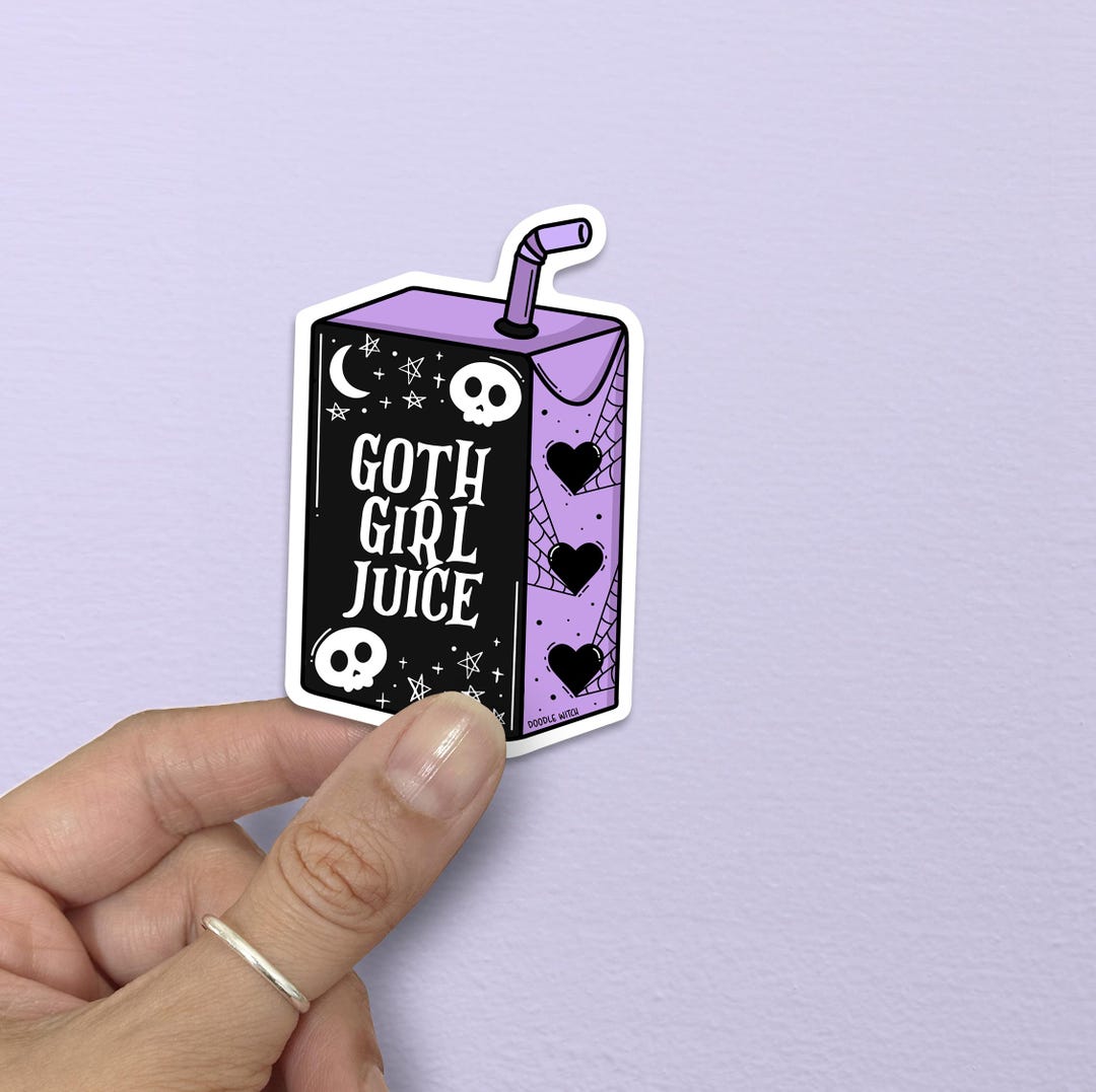 Goth Girl Juice, Juice Box Water Bottle Decal, Spooky Vinyl Sticker ...