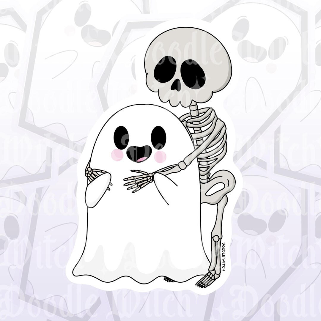 Skeleton and Ghost Hug Sticker, Cuddle Hug Sticker, I Love Hugs From ...