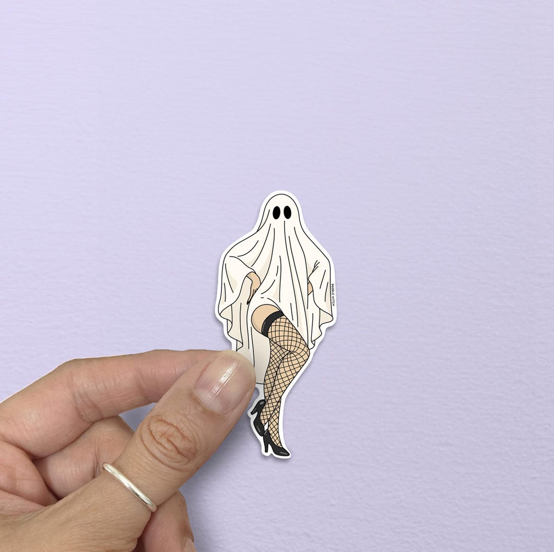 Ghost Pinup Sticker, Pinup Girl, Spooky Pinup Stickers, Ghost Sticker ...