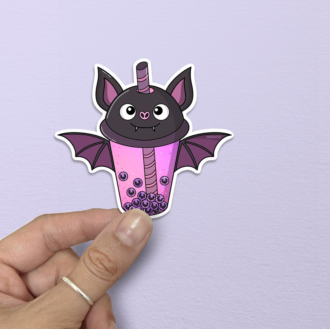 Spooky Boba Tea Sticker, Bat Sticker, Goth Sticker, Drink Stickers ...