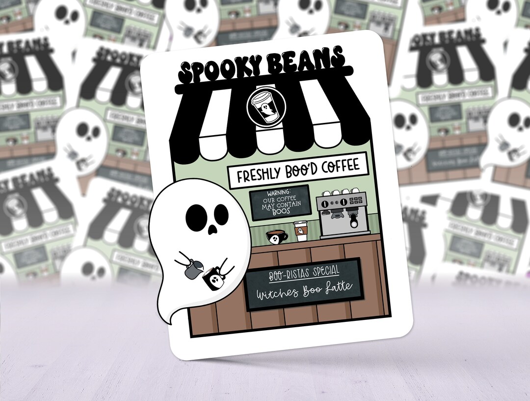Ghost and Coffee Sticker Barista Ghost Sticker Coffee - Etsy