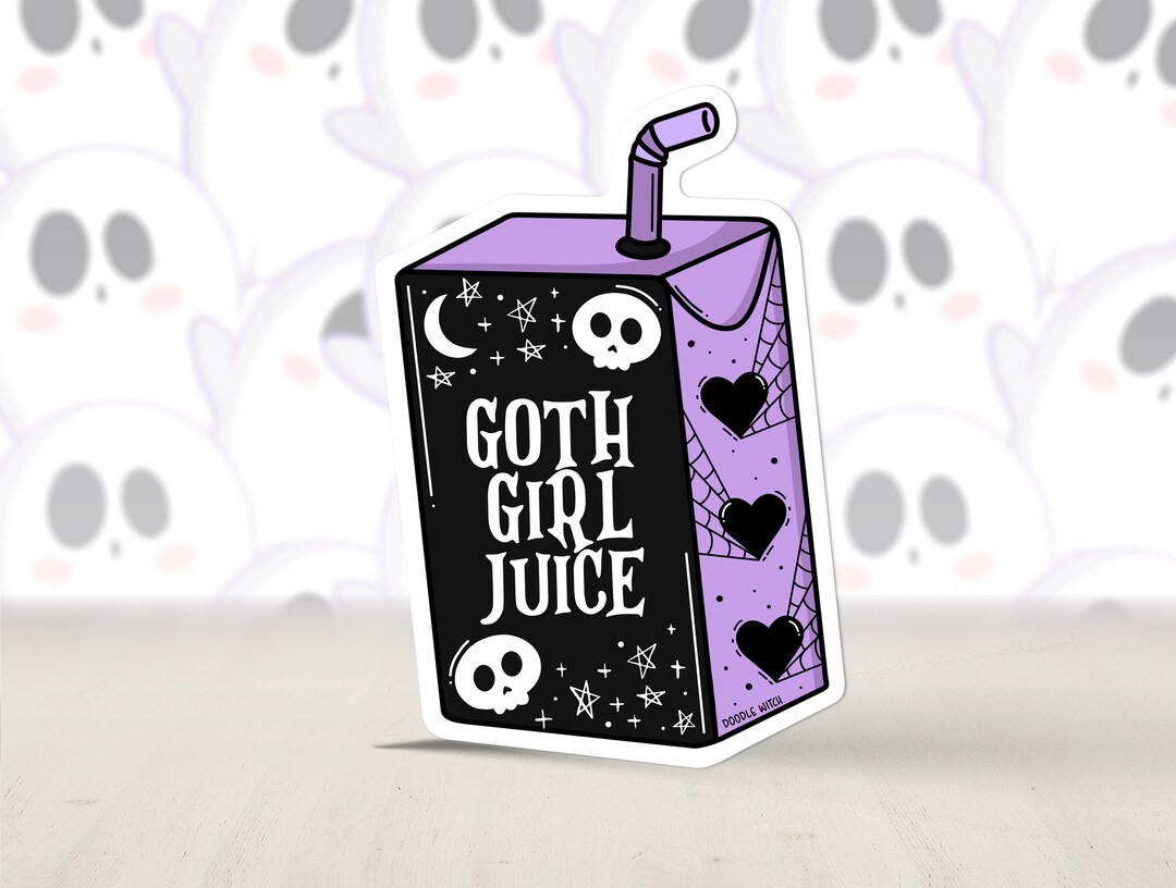 Goth Girl Juice, Juice Box Water Bottle Decal, Spooky Vinyl Sticker ...