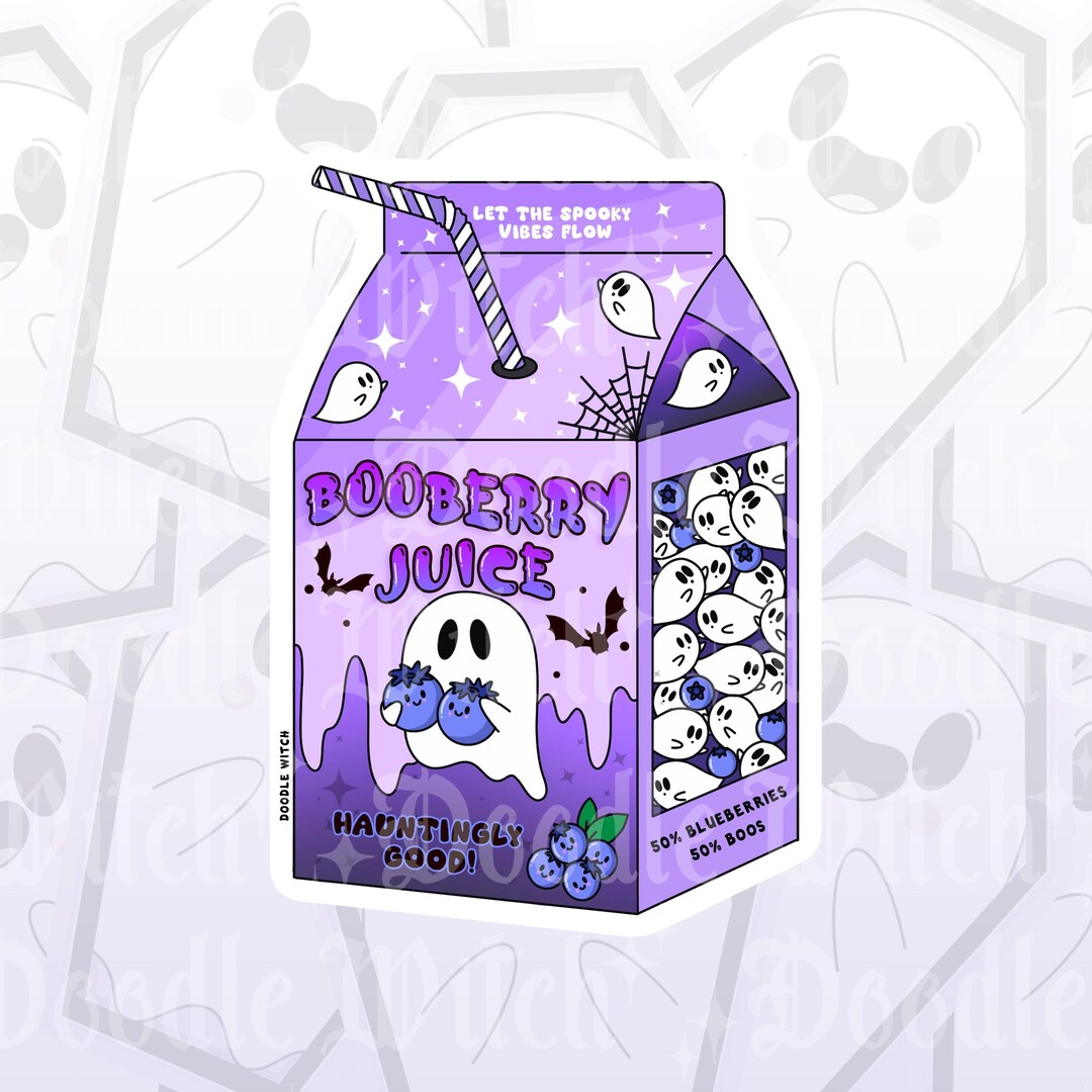 Booberry Juice Sticker, Blueberry Sticker, Ghost Sticker, Cute Fruit ...
