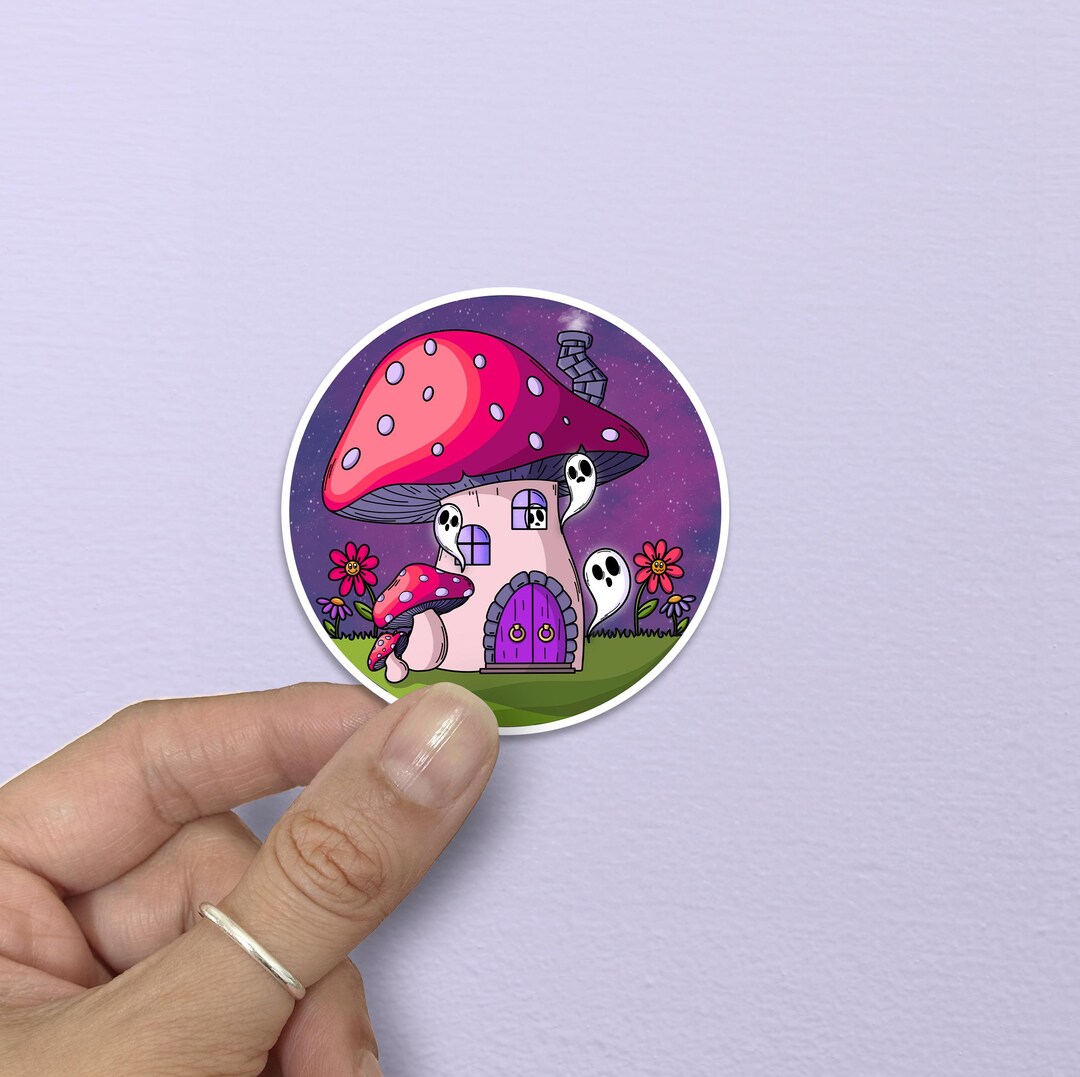Mushroom Fairy House Sticker, Cottagecore Ghost Home - Etsy