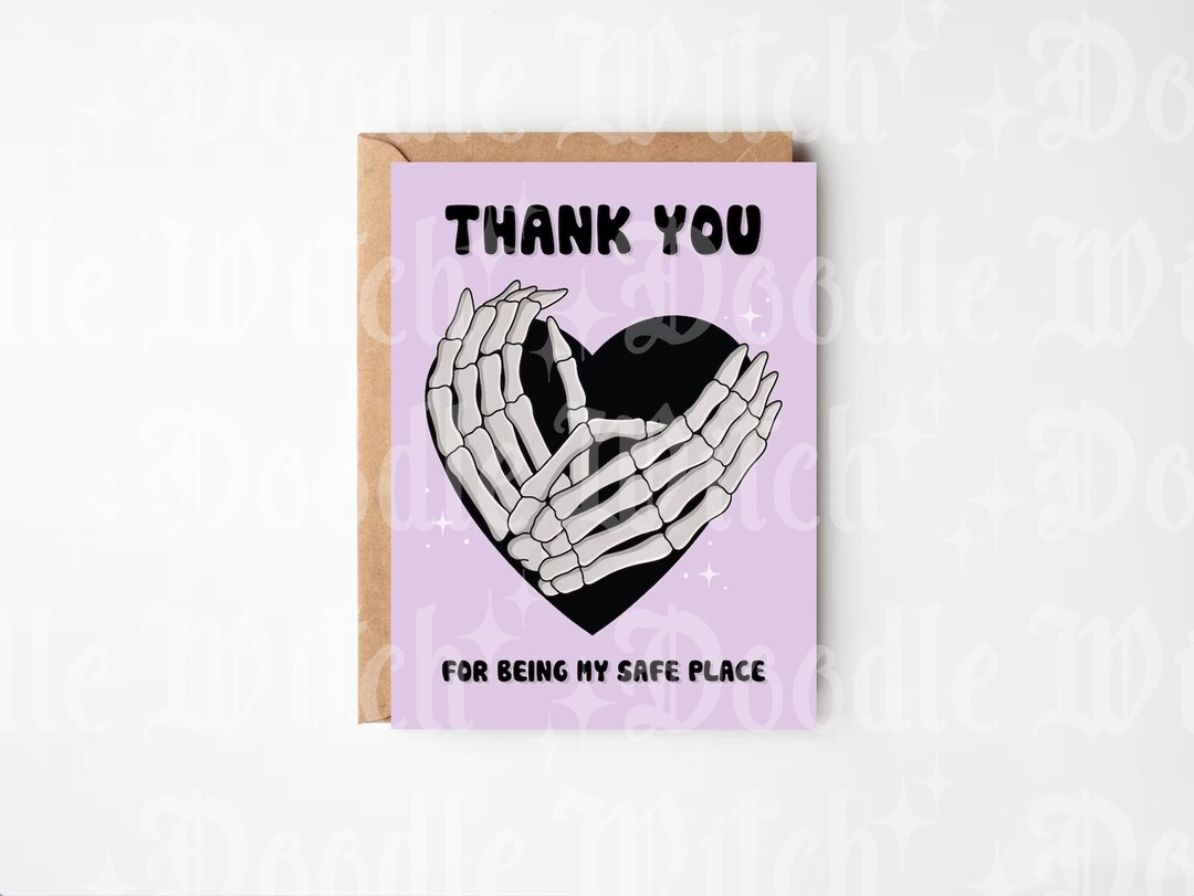 Thank You Card, Safe Place Gift, Skeleton Hand Card, Thanks Greeting ...