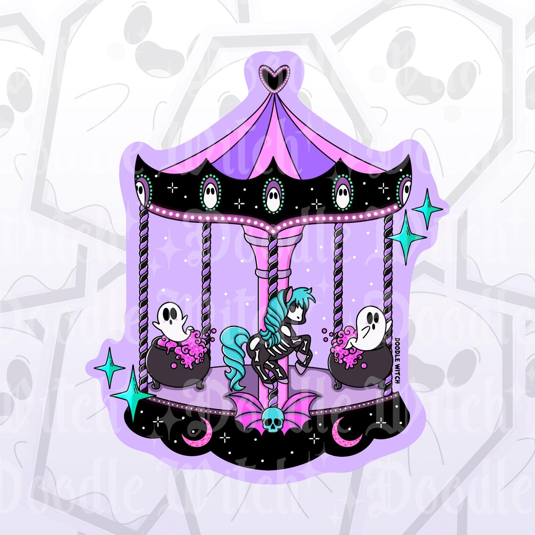 Spooky Carousel Sticker, Haunted Carousel Sticker, Ghost Sticker ...