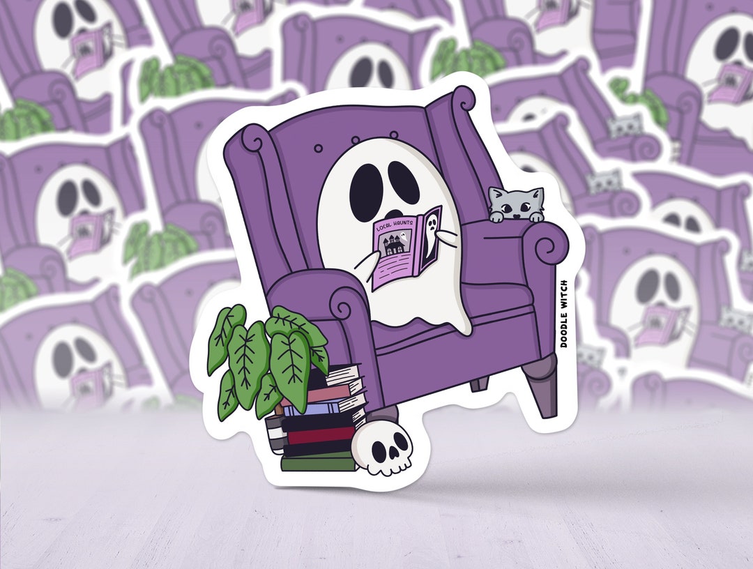 Ghost Reading Sticker, Ghost Stickers, Spooky Reader Gifts, Book Lover ...