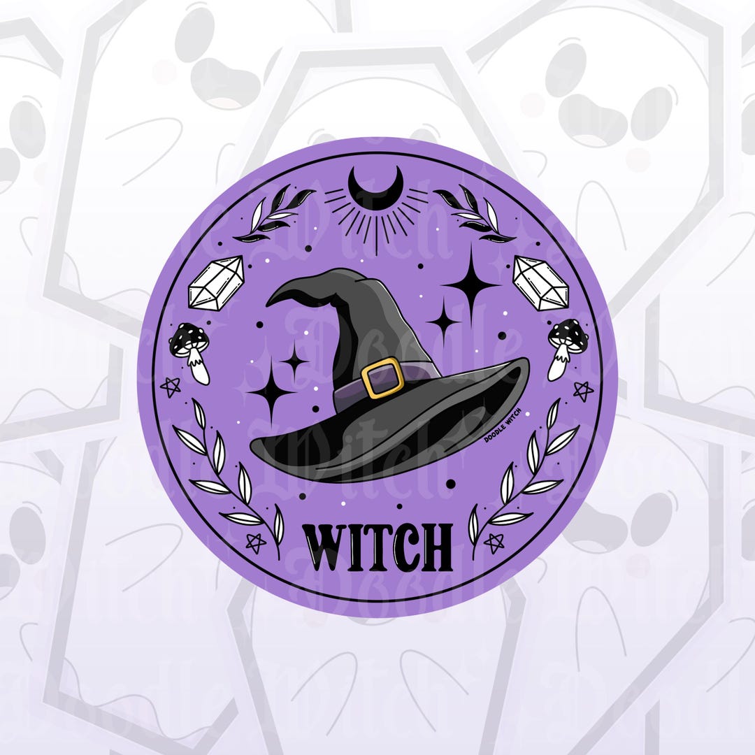 Witch Sticker, Witches Hat Sticker, Purple Witch Sticker, Witch ...