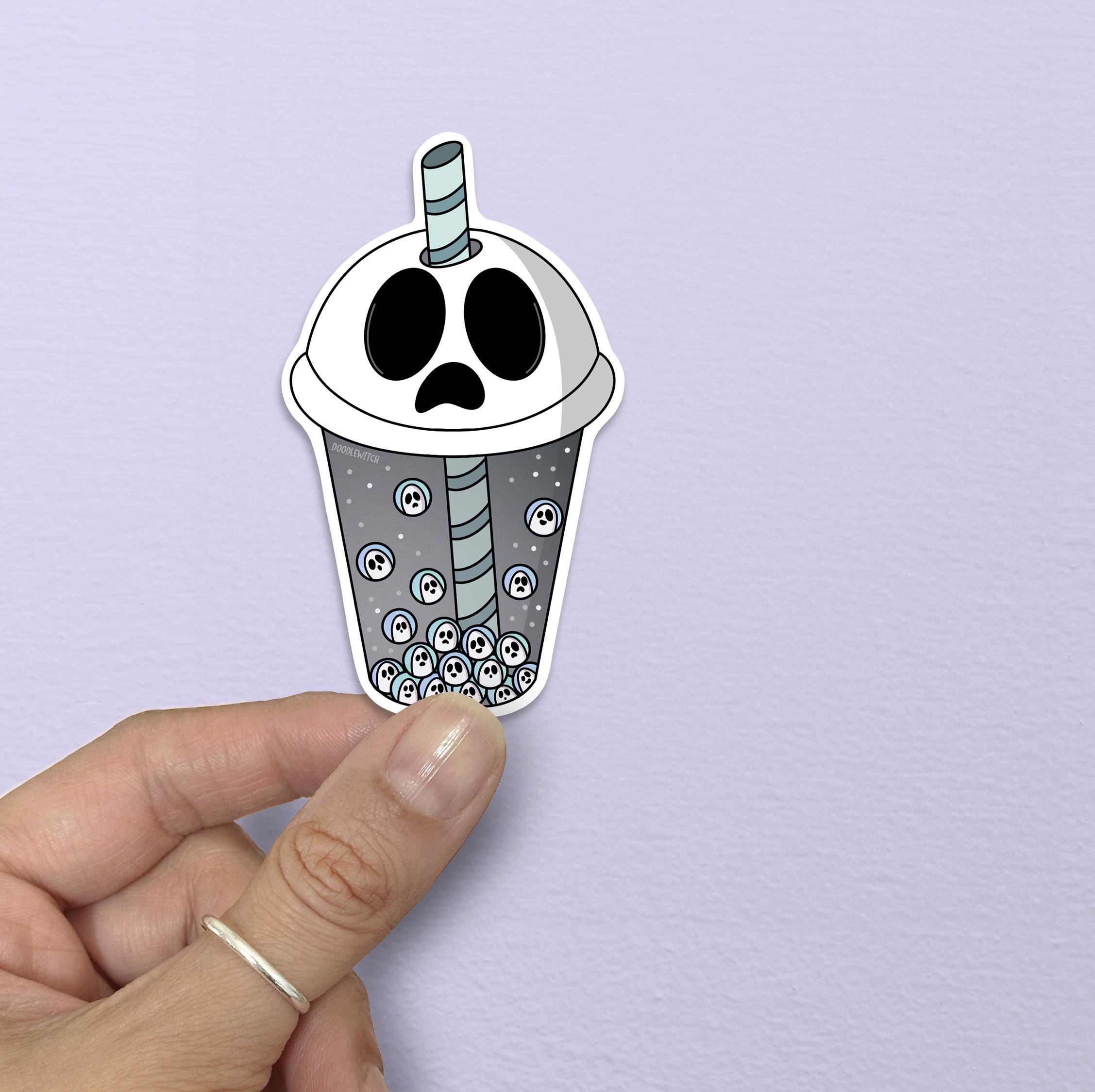 Spooky Ghost Boba Tea Sticker - Etsy