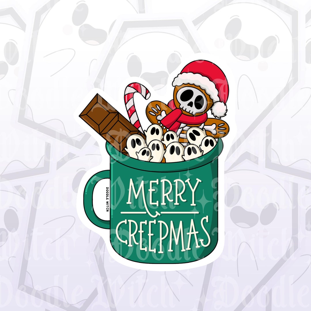 Hot Cocoa Sticker, Skeleton Sticker, Hot Drink Sticker, Ghost Sticker ...