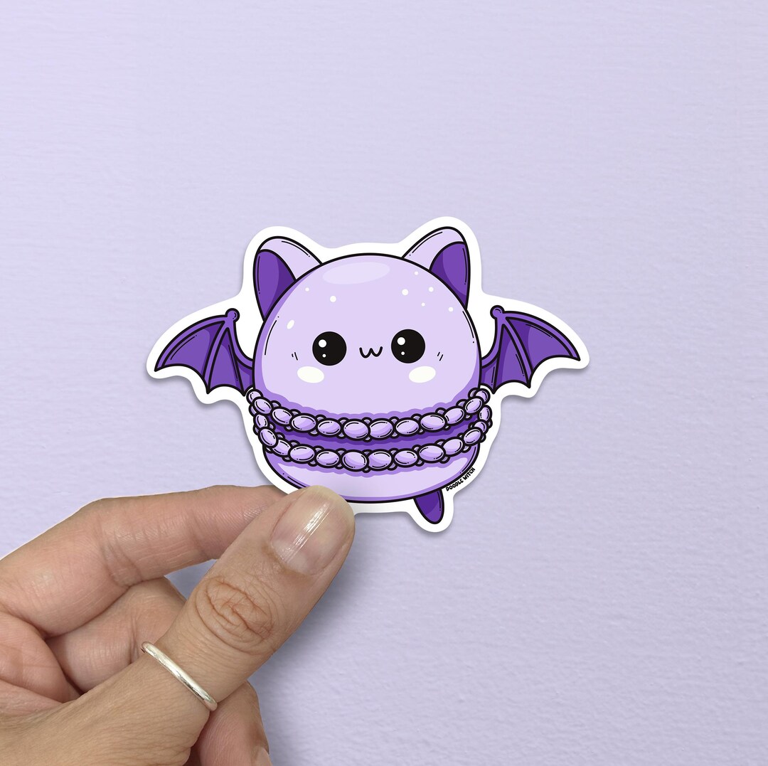 Bat Macaron Sticker, Cute Macaron Sticker, Spooky Bat, Bat Lover Gift ...