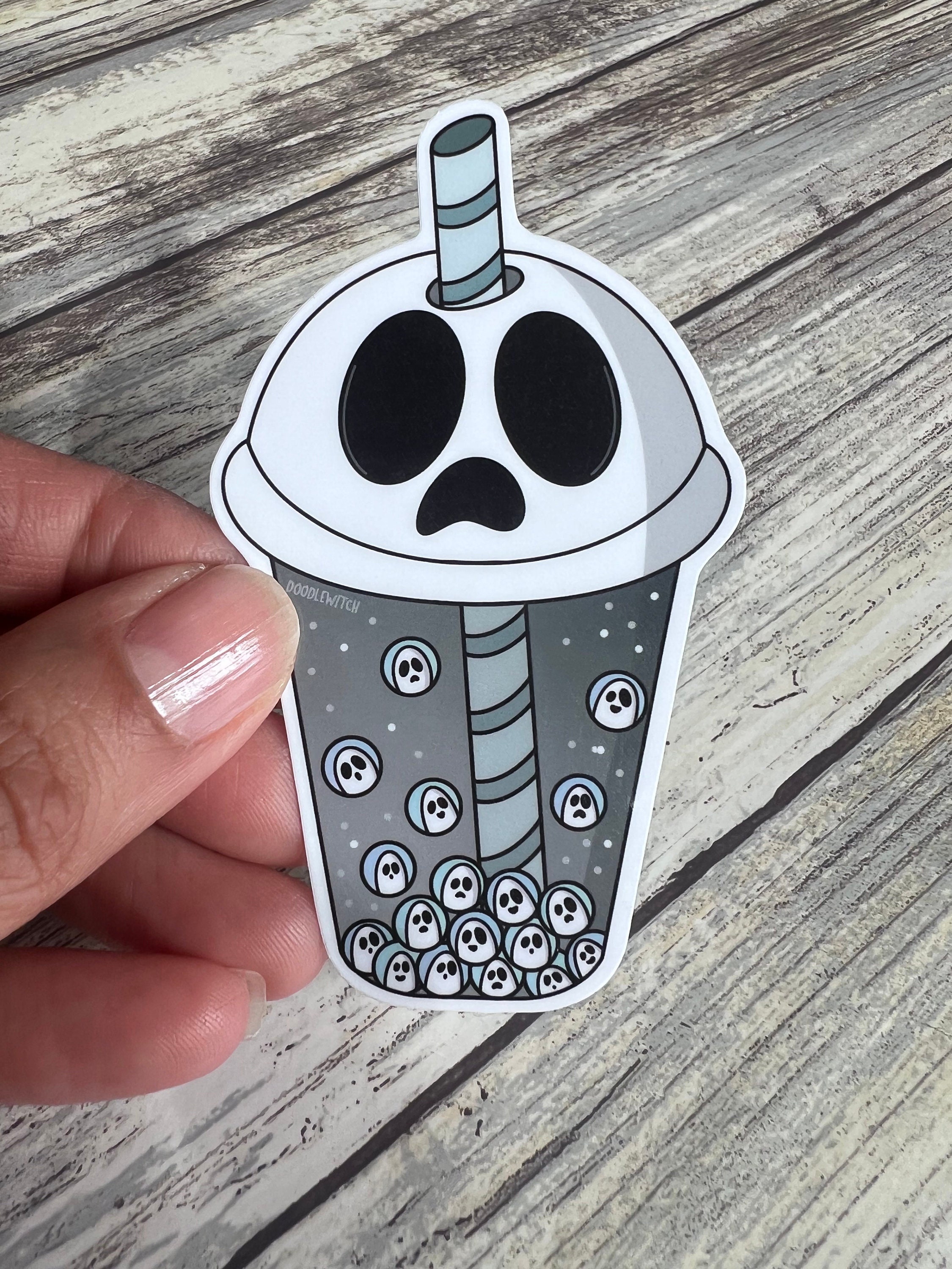 Spooky Boba Tea Sticker Spooky Ghost Sticker Goth Sticker - Etsy