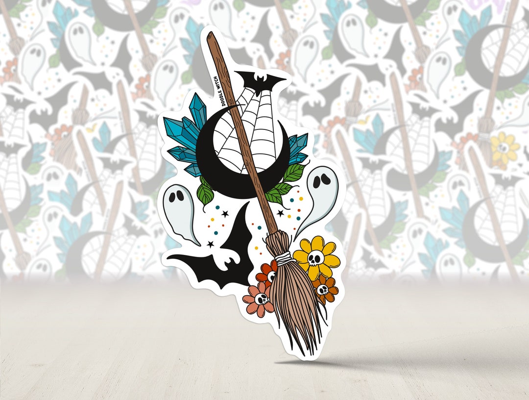 Broomstick Sticker Witch Gifts Ghost Sticker Crystal - Etsy