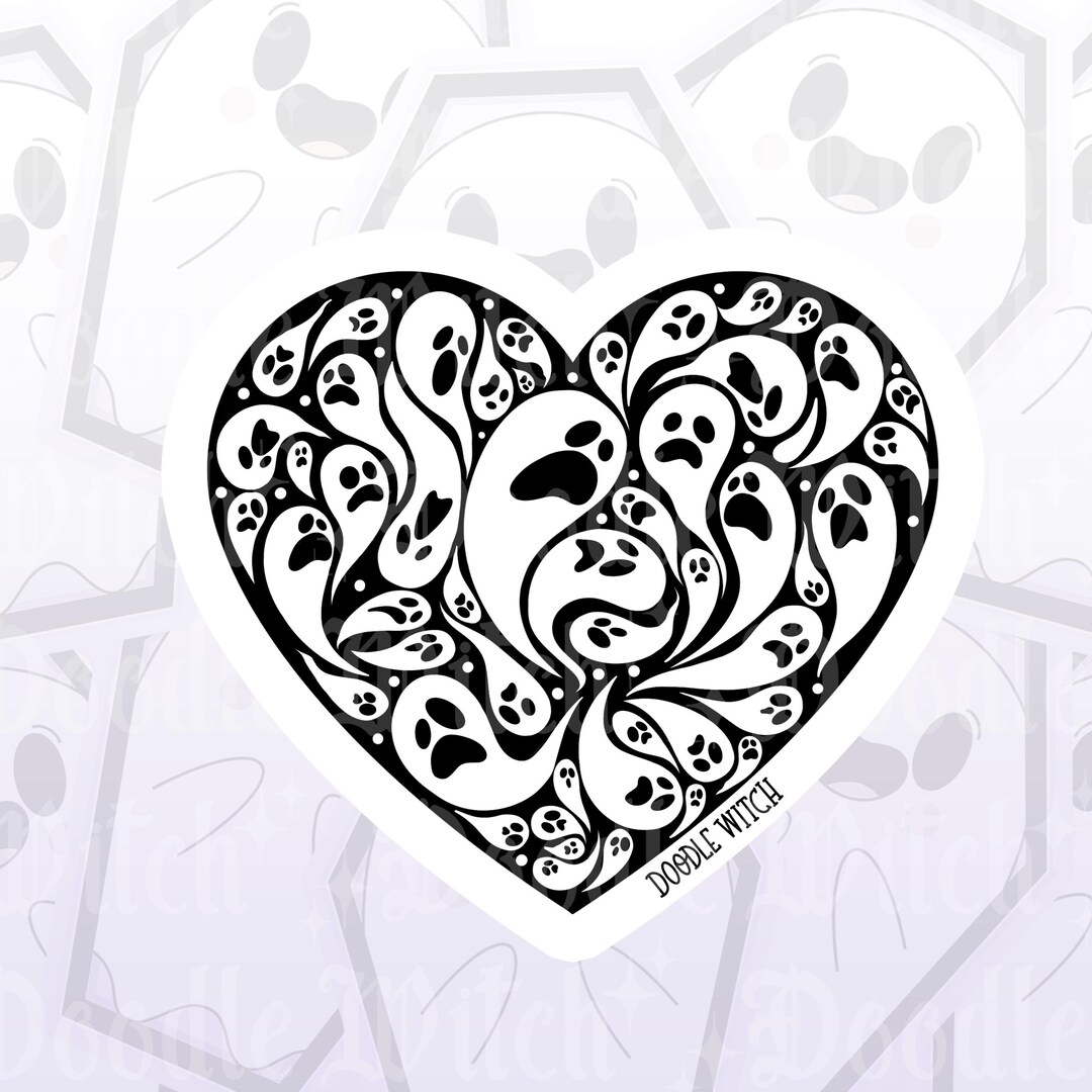 Ghost Heart Sticker, Heart Sticker, Halloween Stickers, Sad Ghost ...