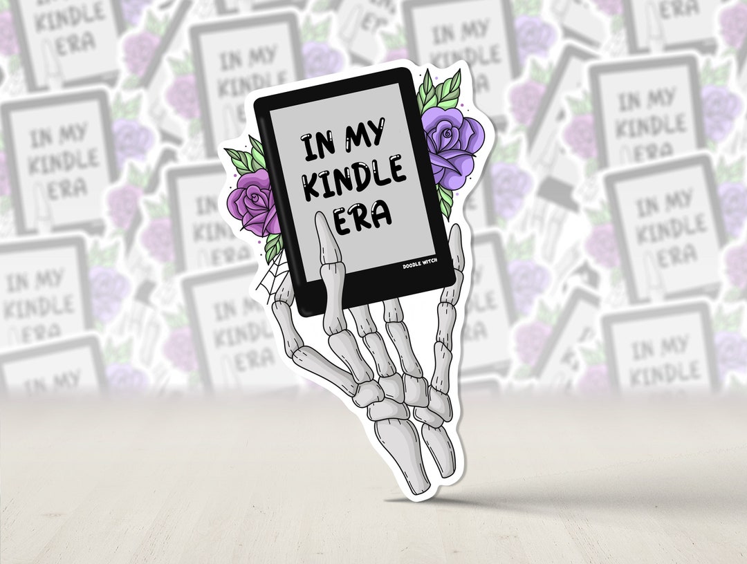 In My Kindle Era Sticker, Skeleton Hand Sticker, Bookish Sticker ...