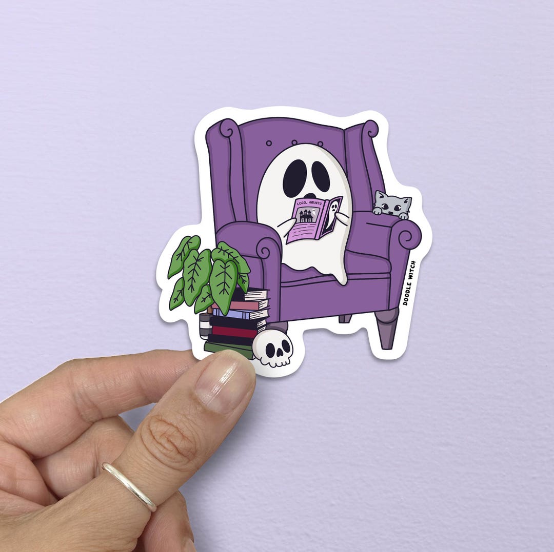 Ghost Reading Sticker, Ghost Stickers, Spooky Reader Gifts, Book Lover ...