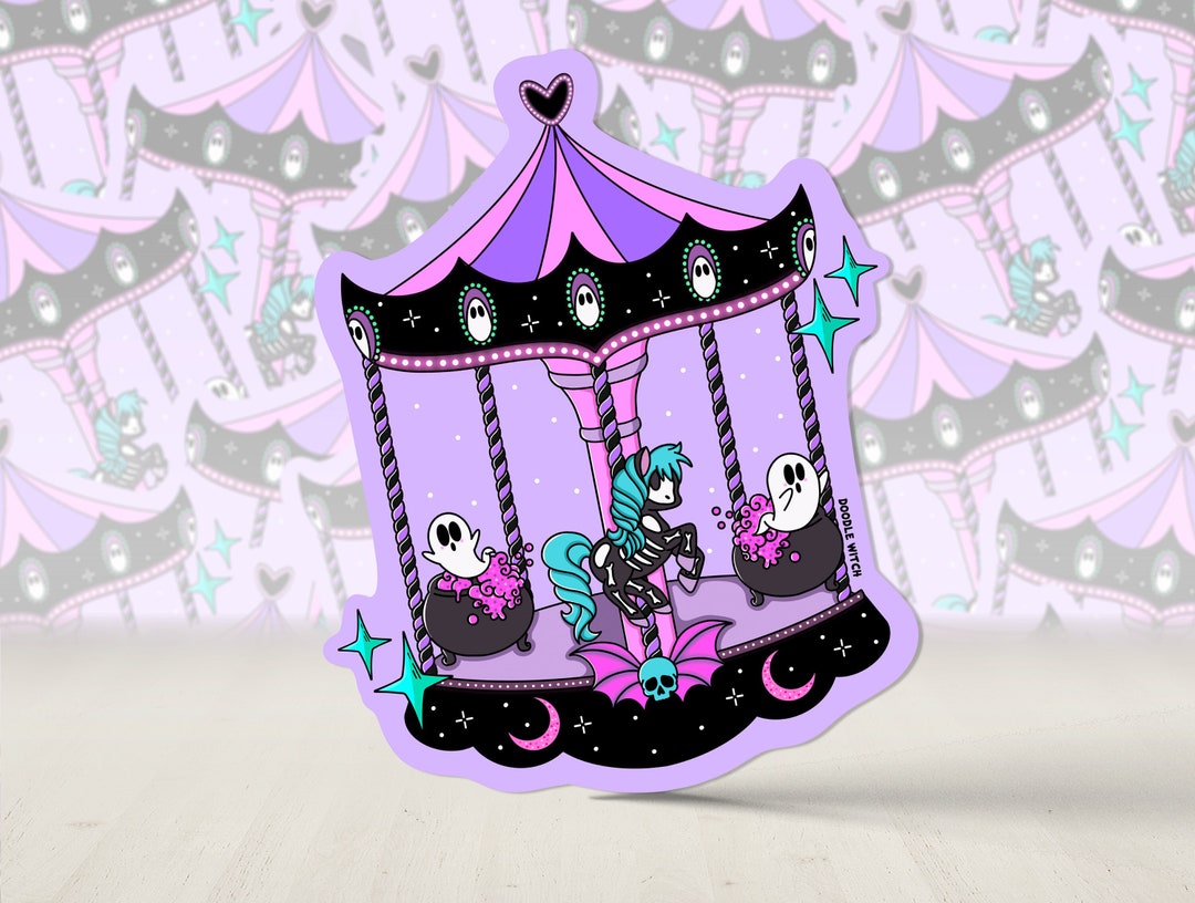 Spooky Carousel Sticker, Haunted Carousel Sticker, Ghost Sticker, Halloween Sticker, Stickers ...