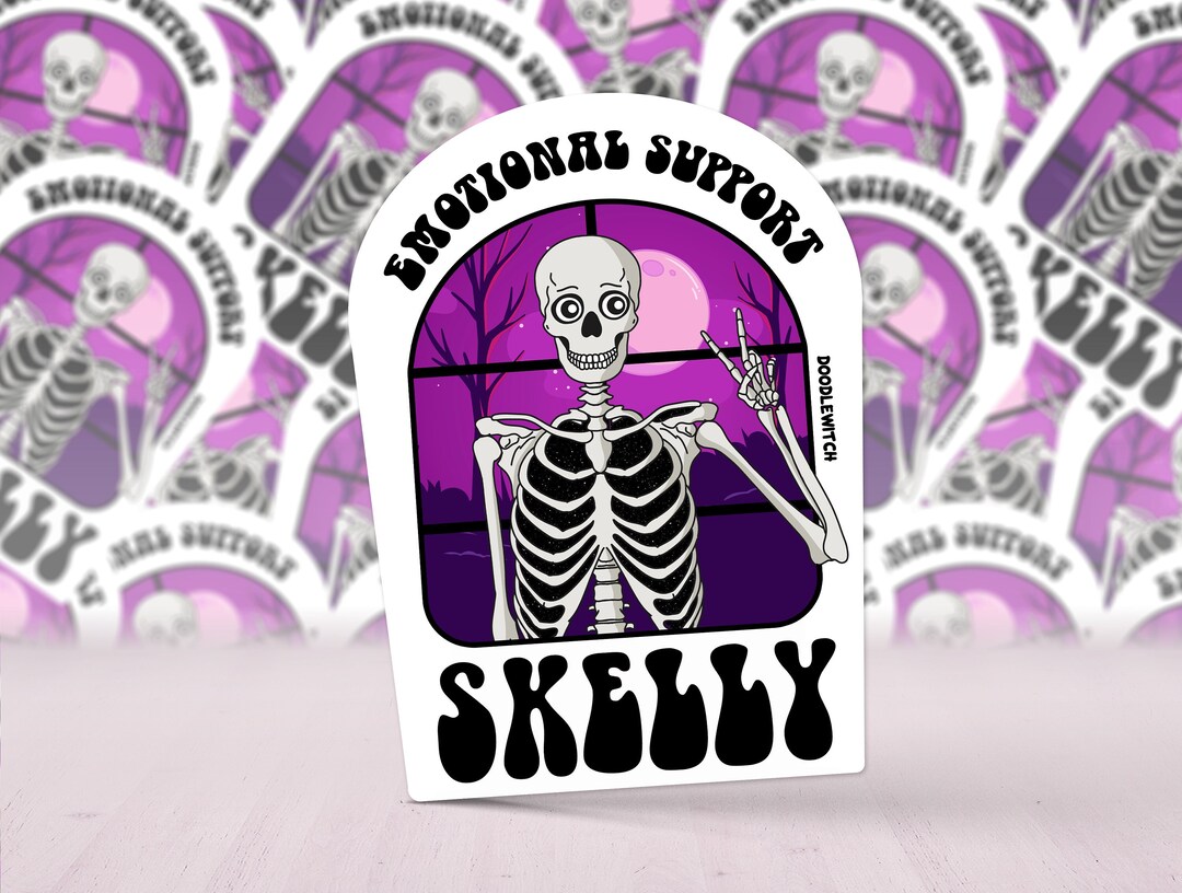 Emotional Support Sticker, Emotional Support Skeleton, Anxiety Stickers ...