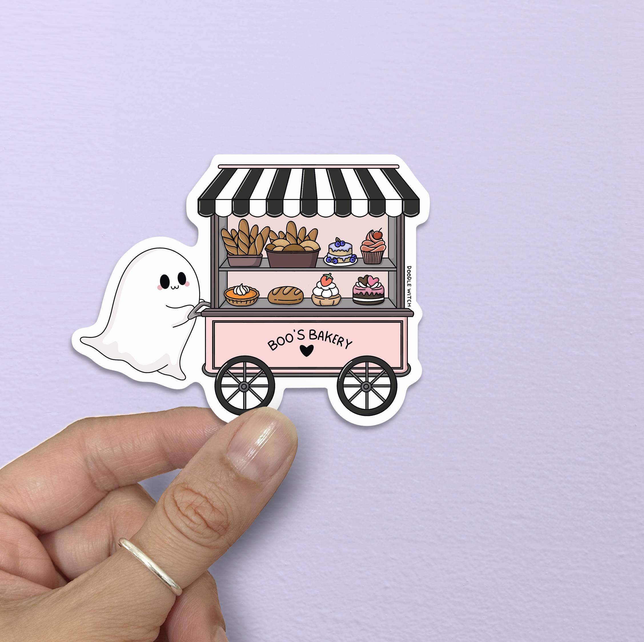 Ghost Bakery Sticker, Spooky Cute Ghost, Ghost Lover Gift, Haunted ...