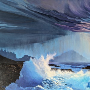 Original Landscape Painting, Storm Over Ucluelet, Pacific Northwest ...