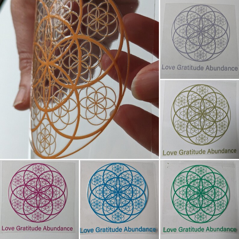 DTF Transfer Sticker Structured Water Designed Sacred Geometry Flower ...