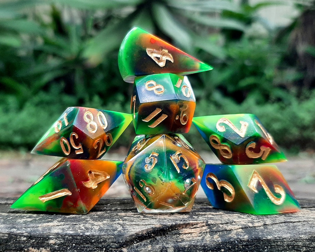The End of the Rainbow Dice UV Fluorescent Dice 7 Piece - Etsy