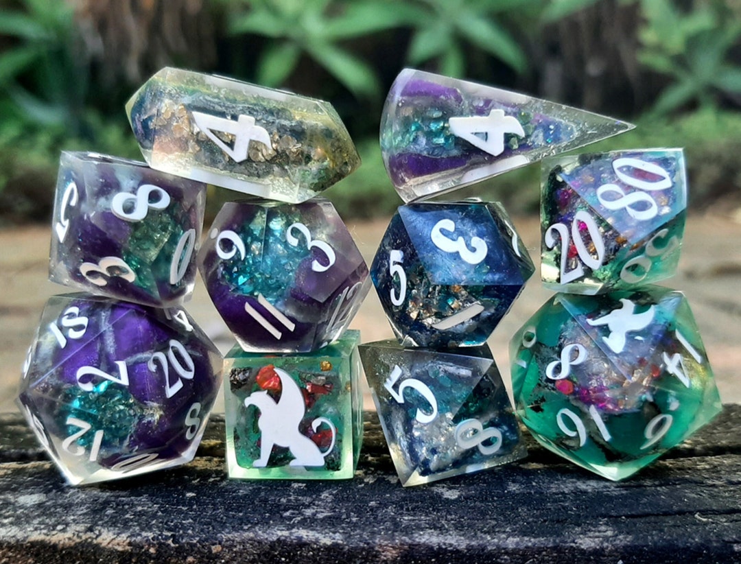 Orichalcum Ore Dice Set | 10 Piece Polyhedral Dice Set | Resin Handmade ...