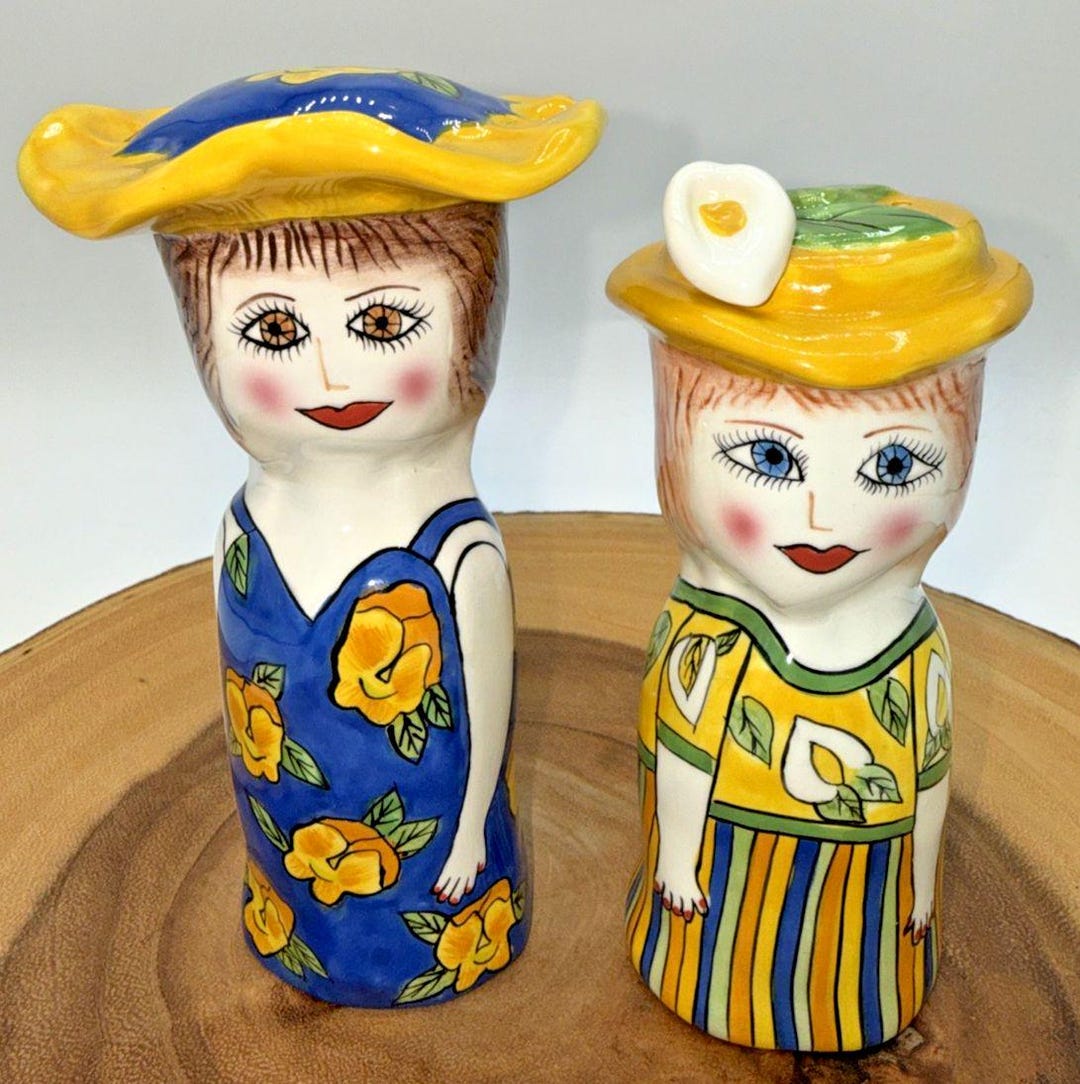 Ganz Bella Casa Susan Paley Salt and Pepper Shakers Pansy/lily 5.5 & 6 ...