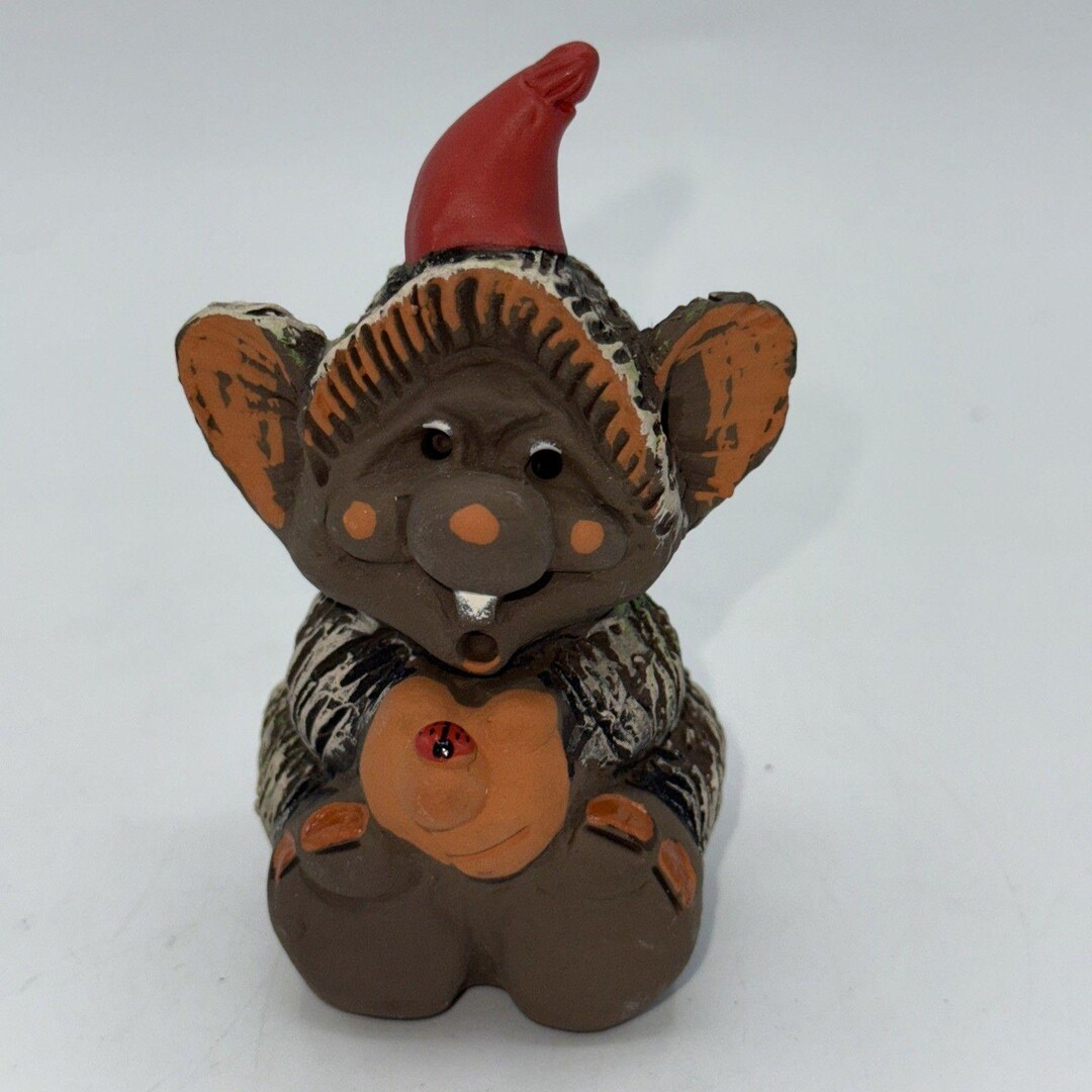 Vintage Jetmund Norwegian Pottery Forest Troll Figurine Sitting Ladybug ...