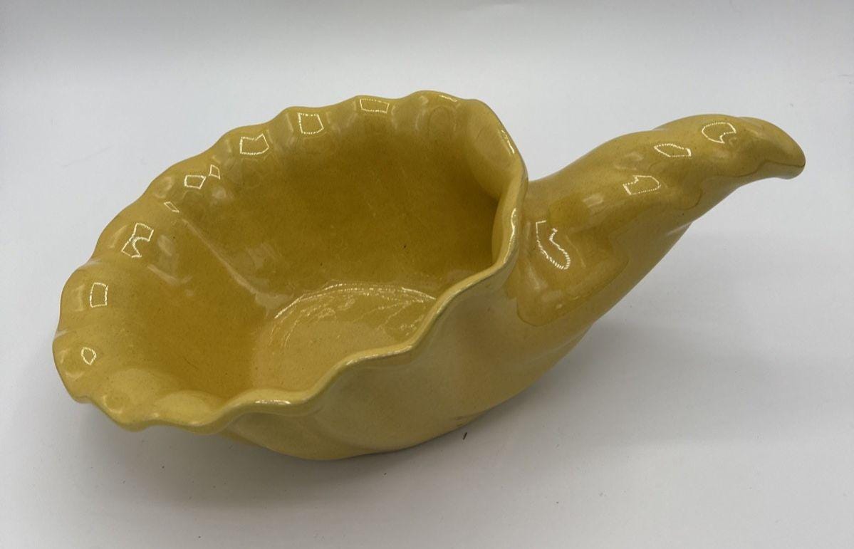Vintage Frankoma Cornucopia Pottery Desert Gold/buttercup Glazed Dish ...